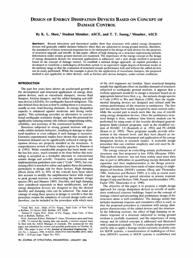 Design of Energy Dissipation Devices Based On Concept of Damage Control ...
