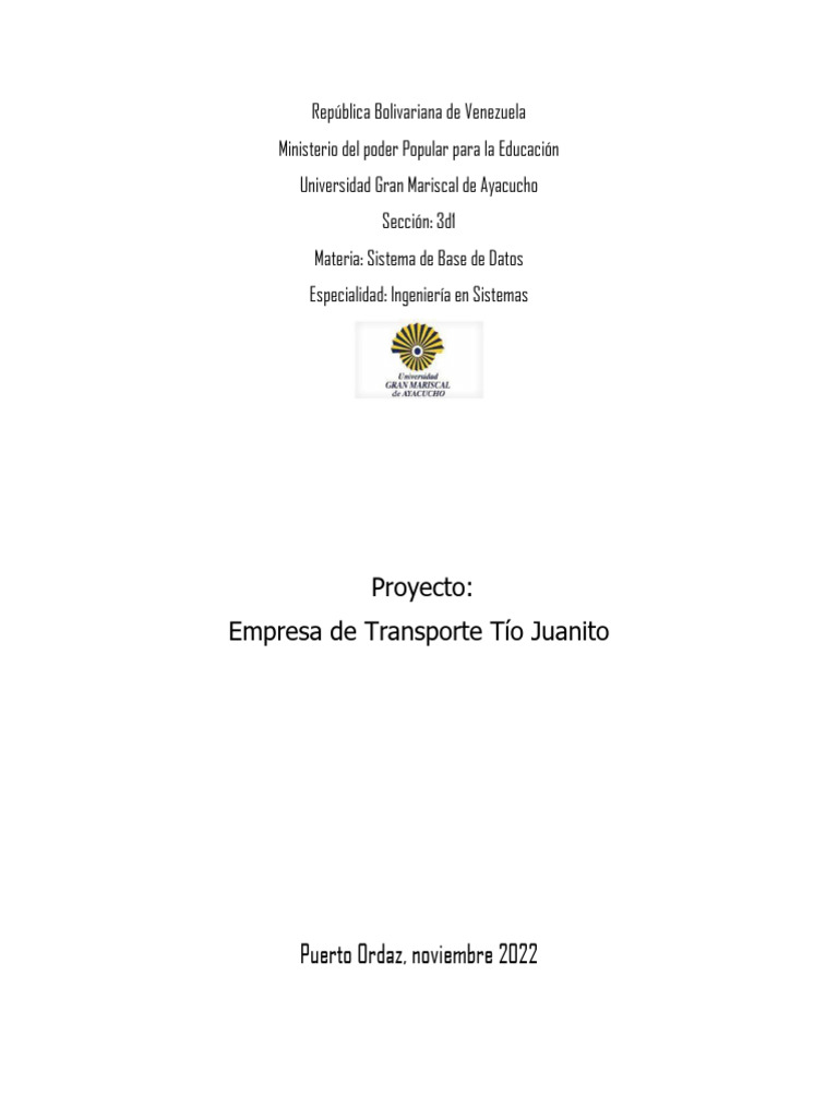 Informe Proyecto Base de Datos (6) Semestre | PDF | Bases de datos ...