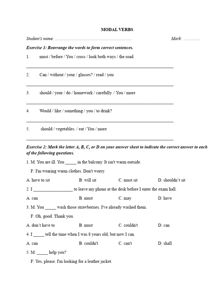 (10.03.2025) - FF3 - Modal Verbs (Key) | PDF | Linguistics