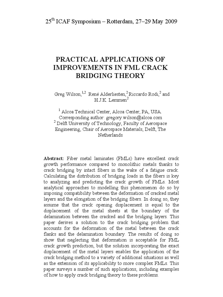 Practical Applications of Improvements in FML Crack Bridging Theory ...