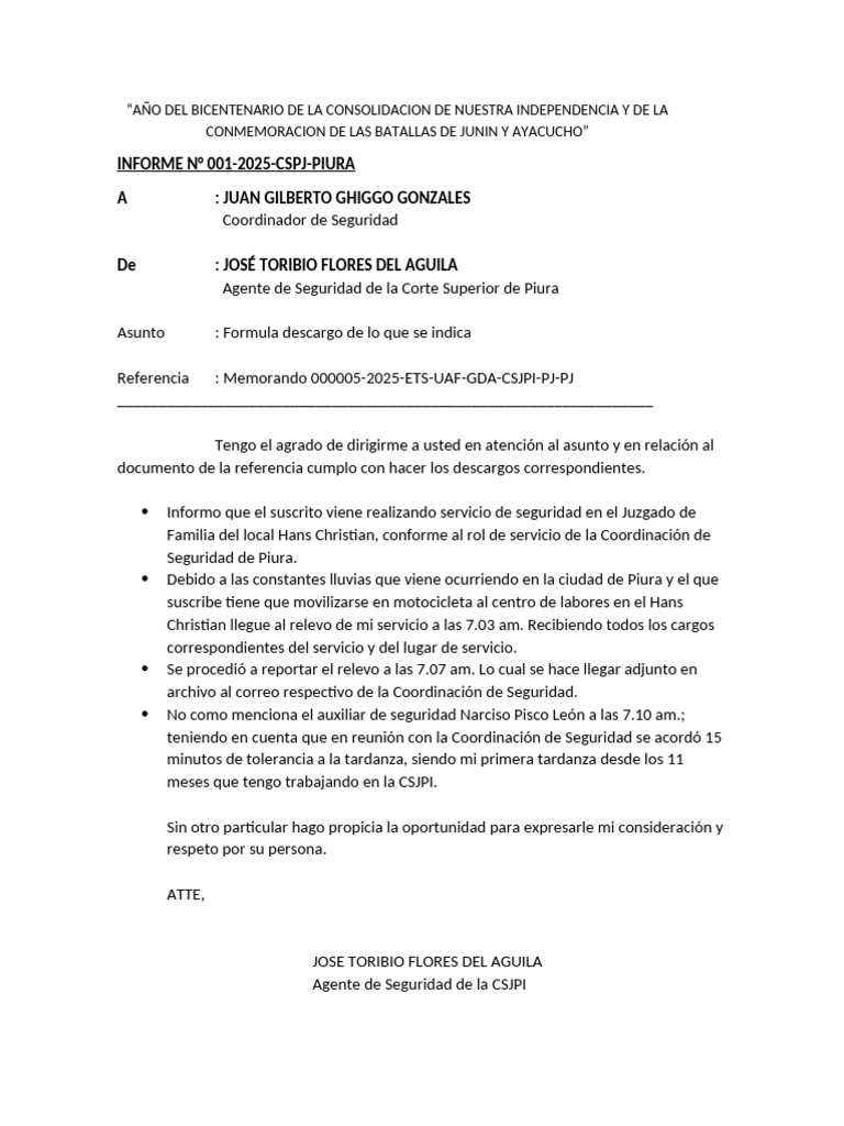 Informe 001-2025-CSPJ | PDF