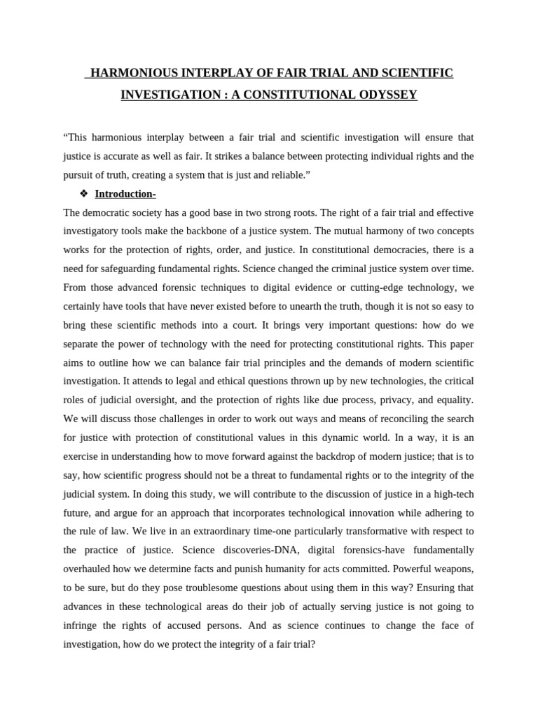 Interplay of Fair Trial and Scientific Investigation | PDF | Right To A ...