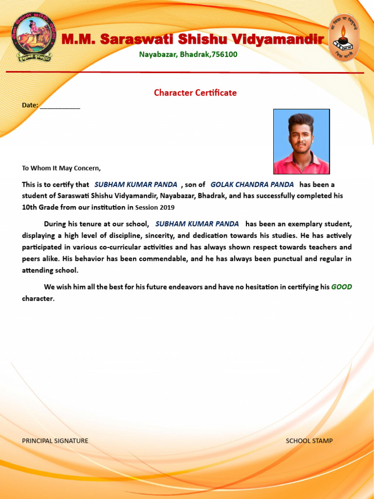 Character Certificate | PDF