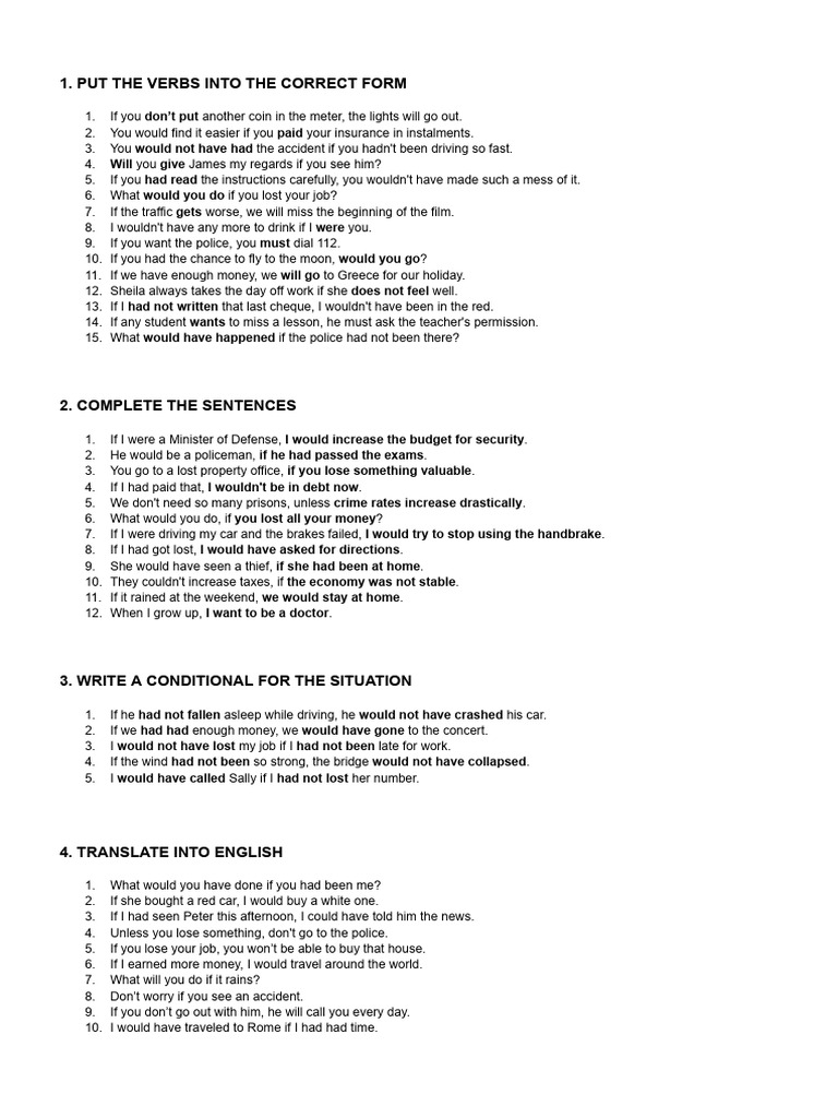 Conditionals 1 KEY | PDF