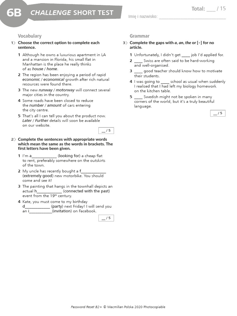 Password Reset B2+ CST 6B | PDF | Human Communication | Linguistics