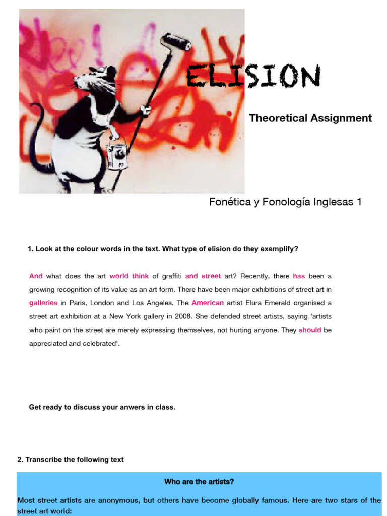 2022 Elision T - Assignment STs | PDF | Street Art | Linguistics