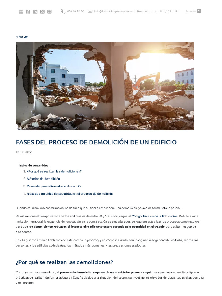 Fases Del Proceso de Demolición de Un Edificio - Blog | PDF