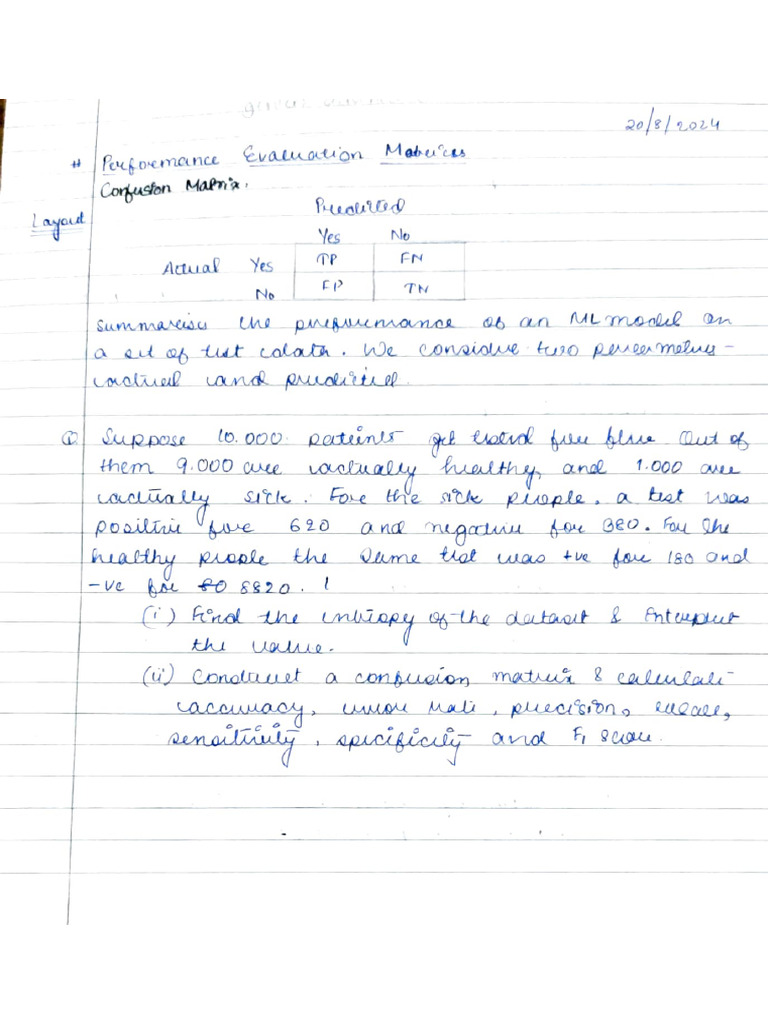 Machine Learning Notes - 20.08.2024 | PDF