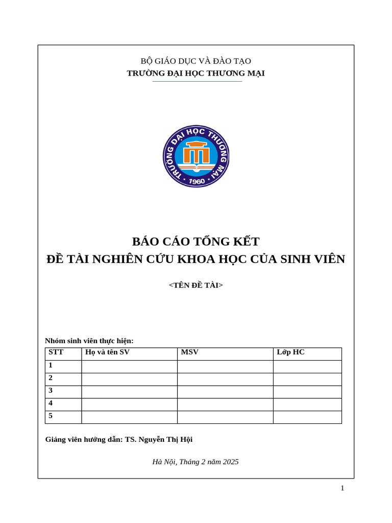 HoiNT _ Khung báo cáo NCKH SV | PDF