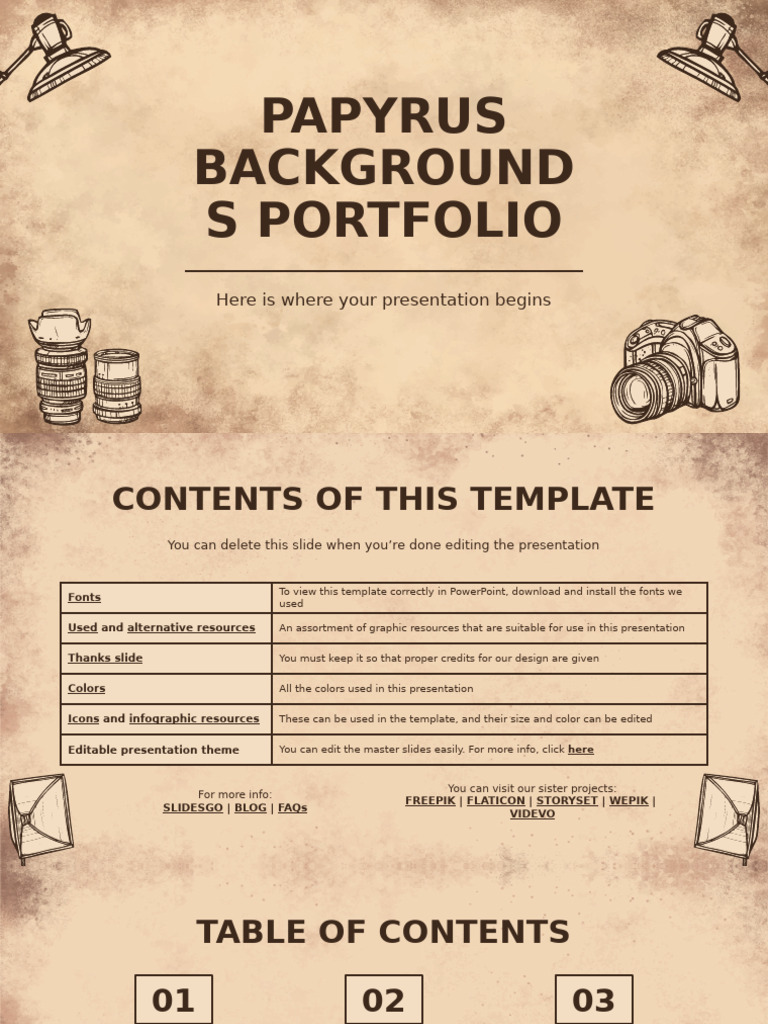 Papyrus Backgrounds Portfolio by Slidesgo | PDF | Skill | Leadership