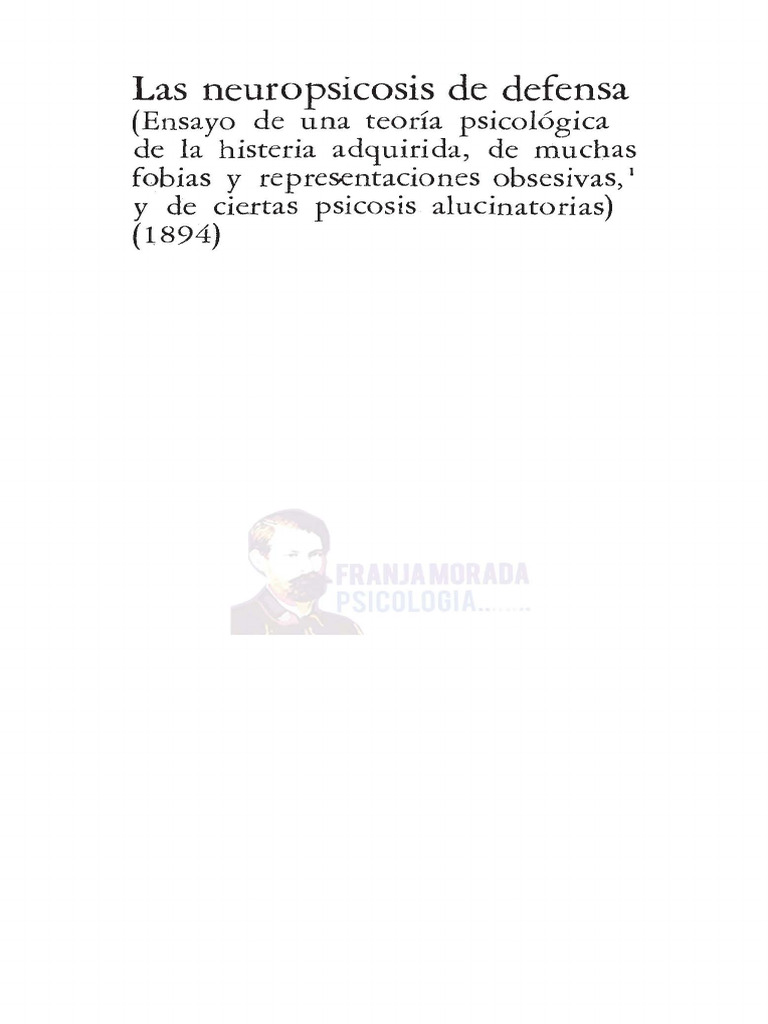 BTP2-Las Neuropsicosis de Defensa (1894), AE, III, 47-59 y 61 | PDF | Neurosis | Psicoanálisis