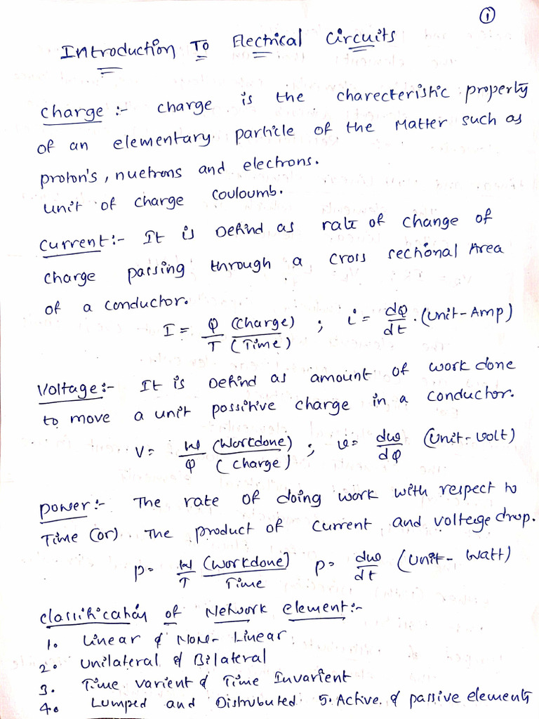 Introduction To An Electric Circuits Lecture Notes | PDF