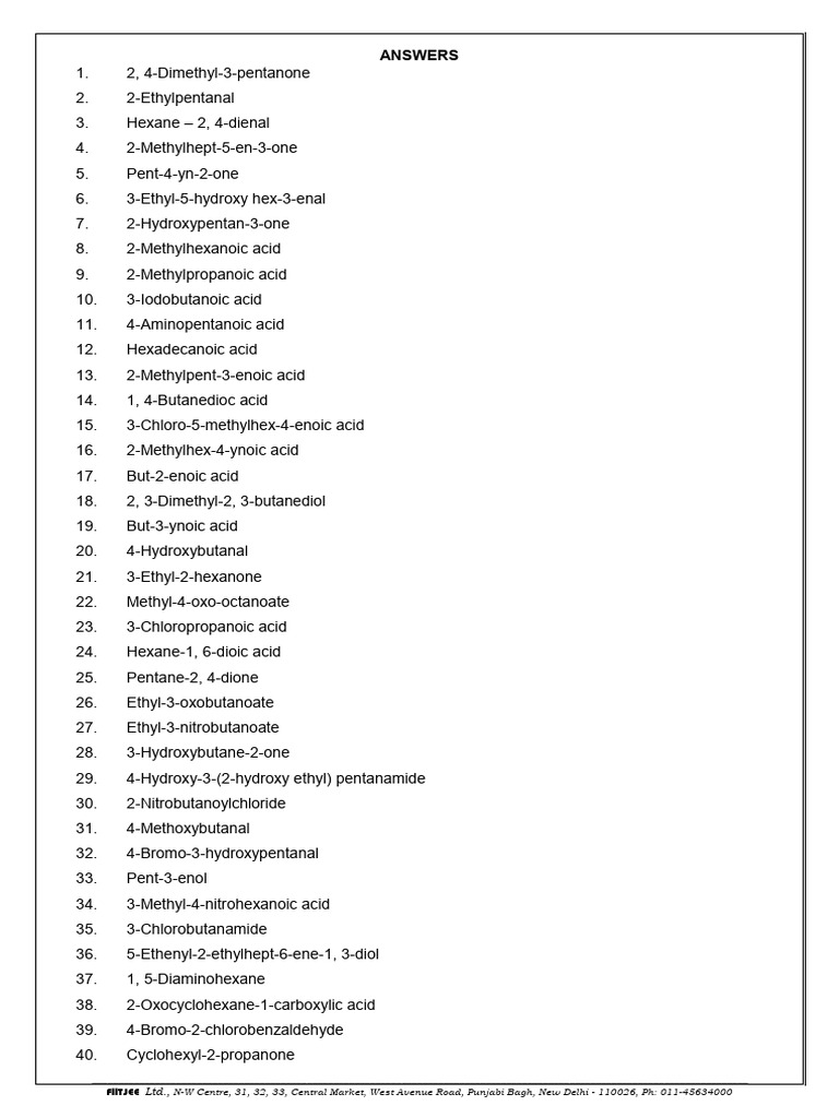 IUPAC Name List for Organic Compounds | PDF