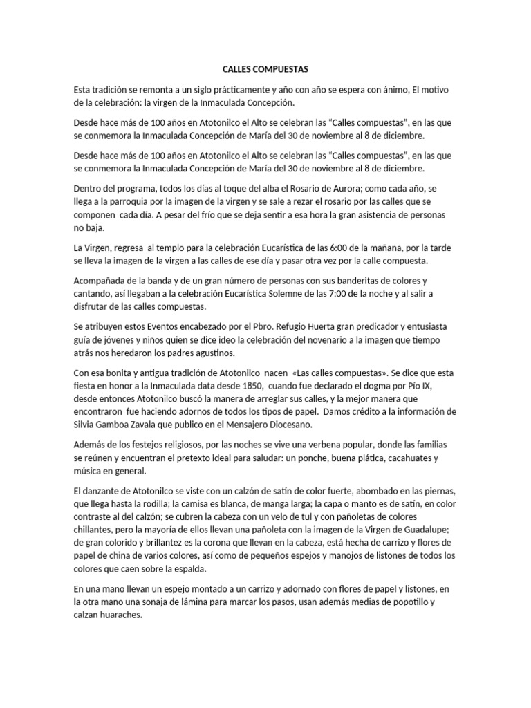 Celebración de Calles Compuestas | PDF | María, madre de Jesús | Rosario