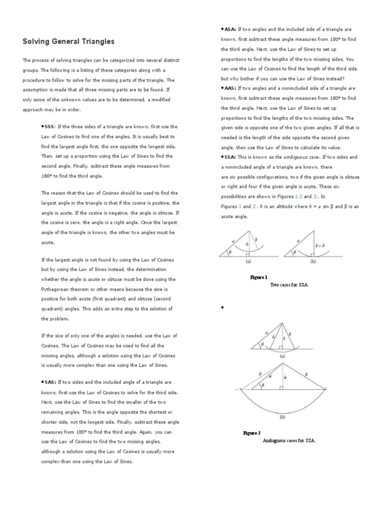 Solving General Triangles | PDF | Trigonometric Functions | Triangle