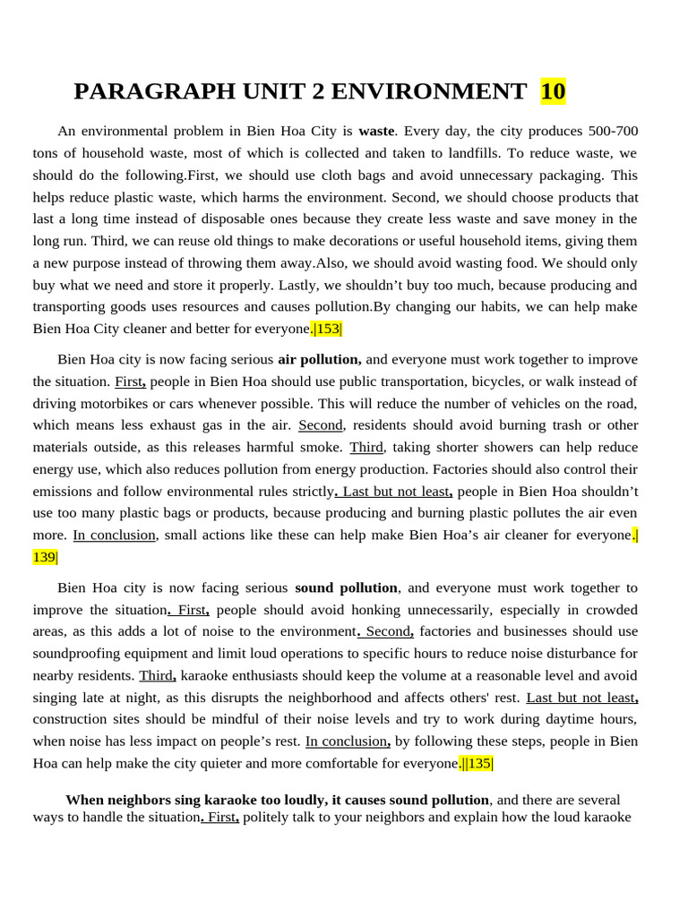Environtment 10 Unit 2 Paragraph | PDF | Waste | Pollution