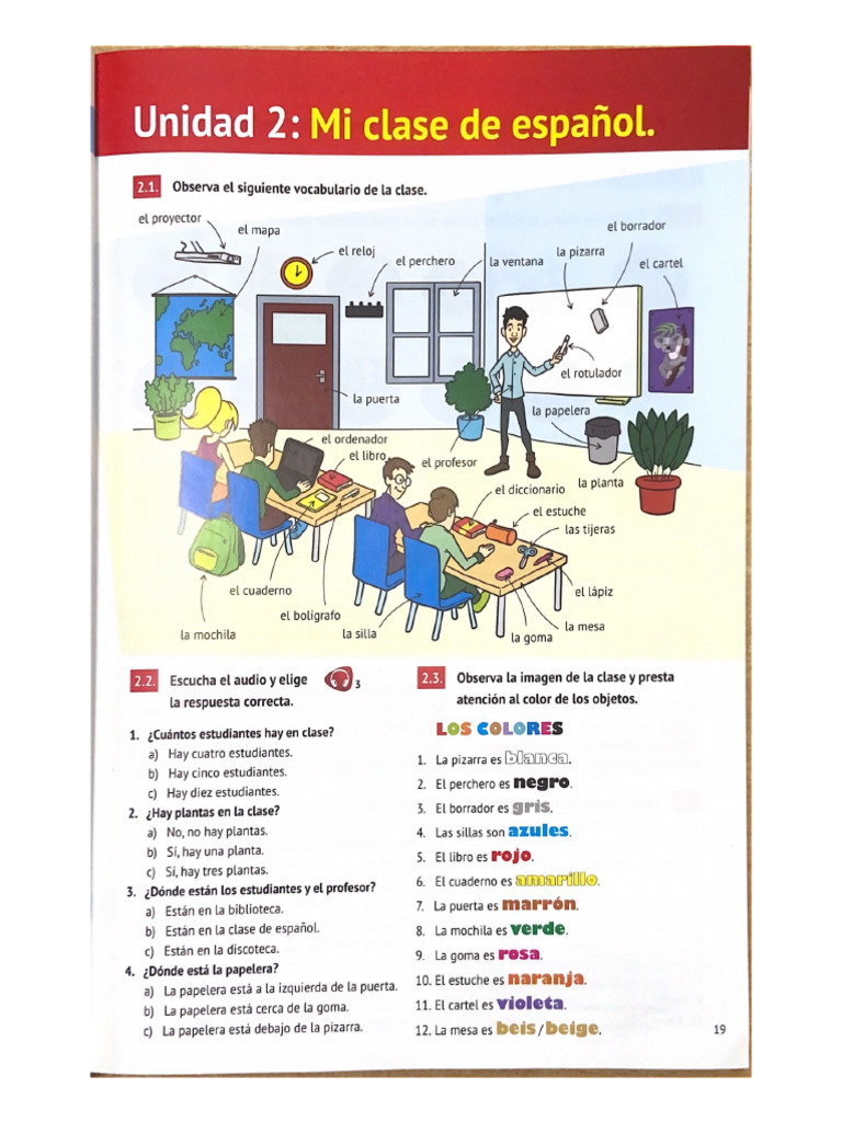Unidad 2 Mi Clase de Espan - Ol. | PDF