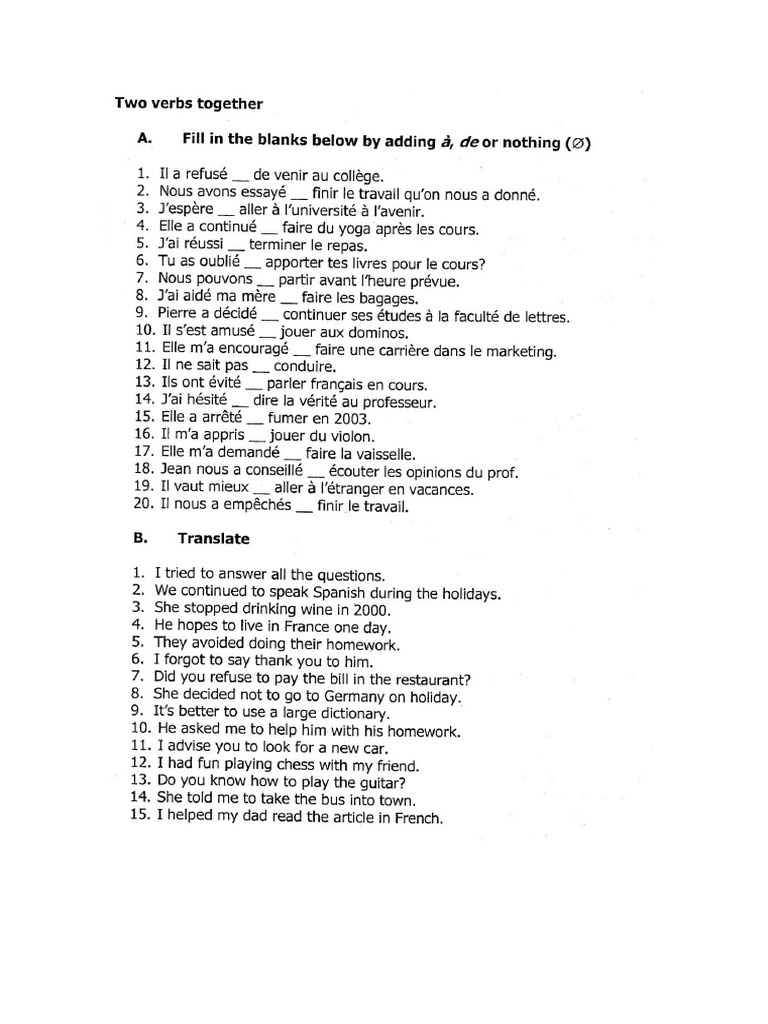 Two Verbs Together | PDF