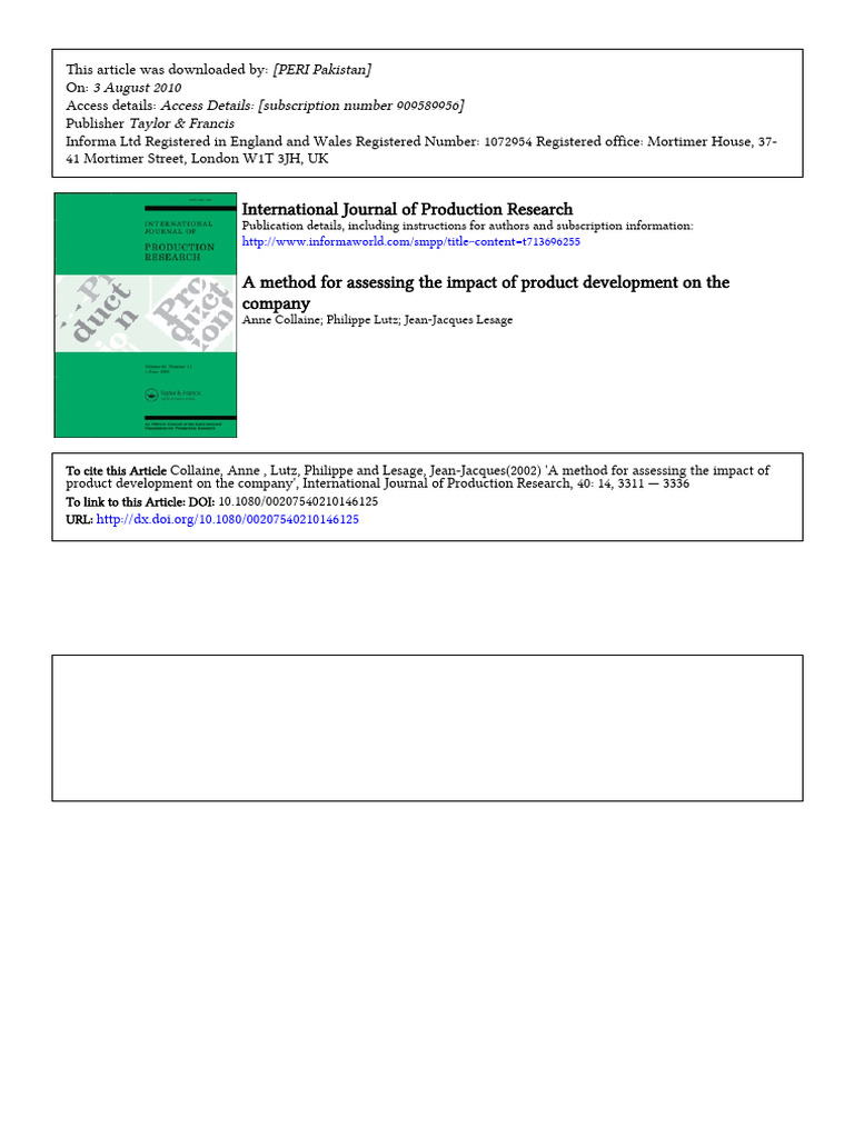 A Method For Assessing The Impact of Product Development | PDF ...