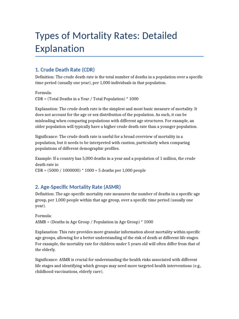 Understanding Mortality Rate Types | PDF | Maternal Death | Infant ...