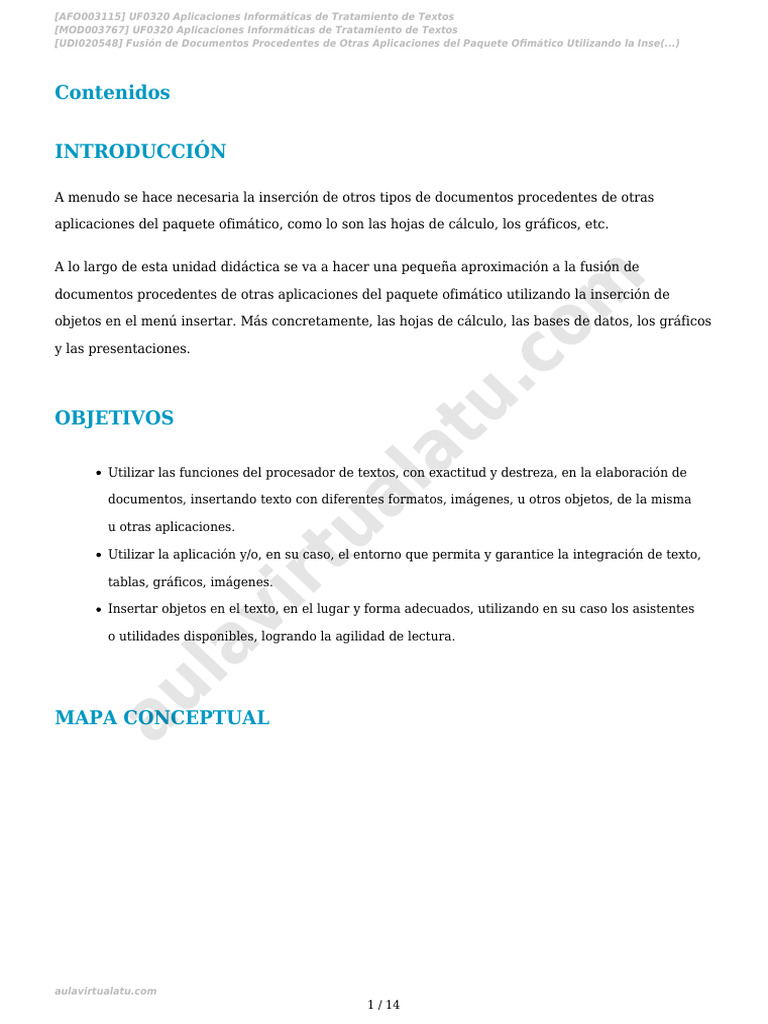 Fusión de Documentos Procedentes de Otras Aplicaciones del Paquete ...