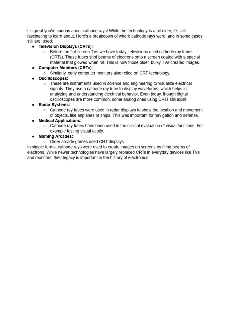 Applications of Cathode Ray Tubes | PDF