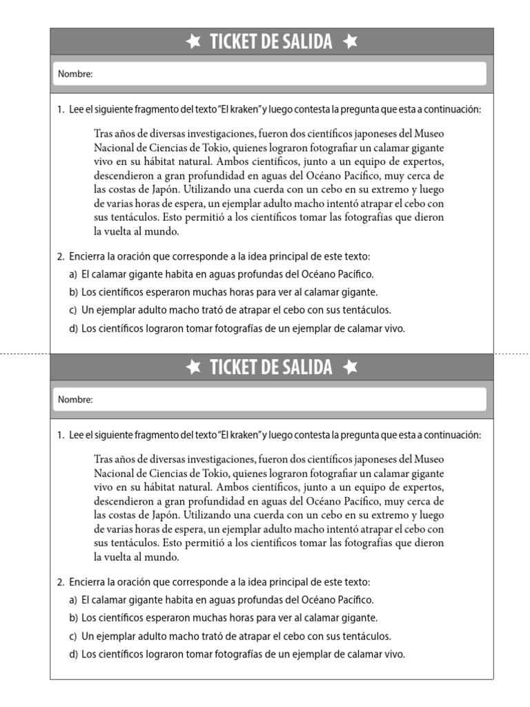 Modulo 1 Clase 2 Ticket de Salida | PDF