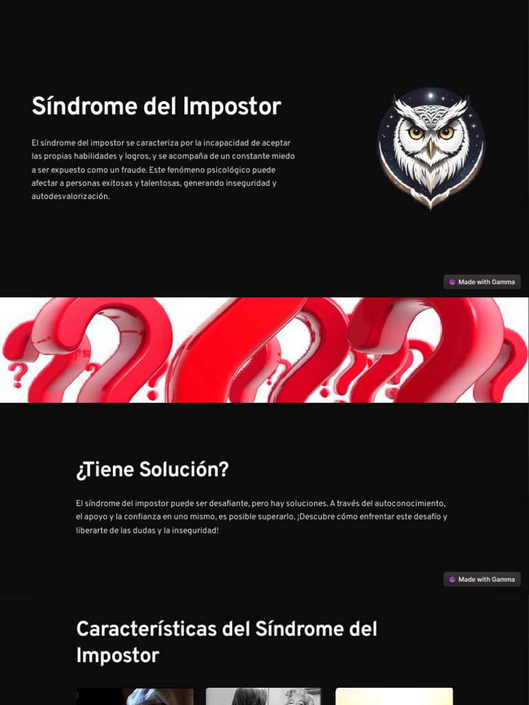 Sindrome Del Impostor | PDF | Perfeccionismo (psicología) | Autoestima
