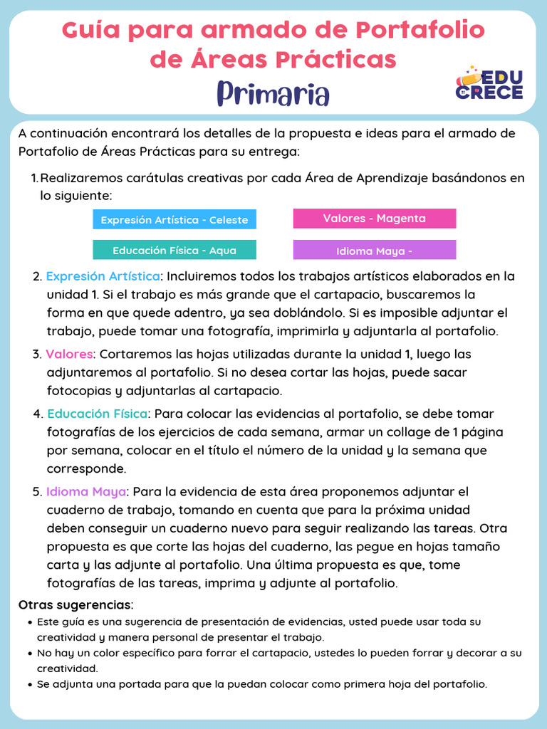 Guía para Crear Portafolio Escolar | PDF