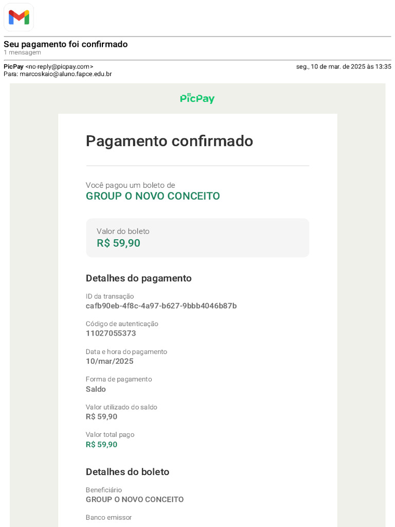 Gmail - Seu Pagamento Foi Confirmado | PDF
