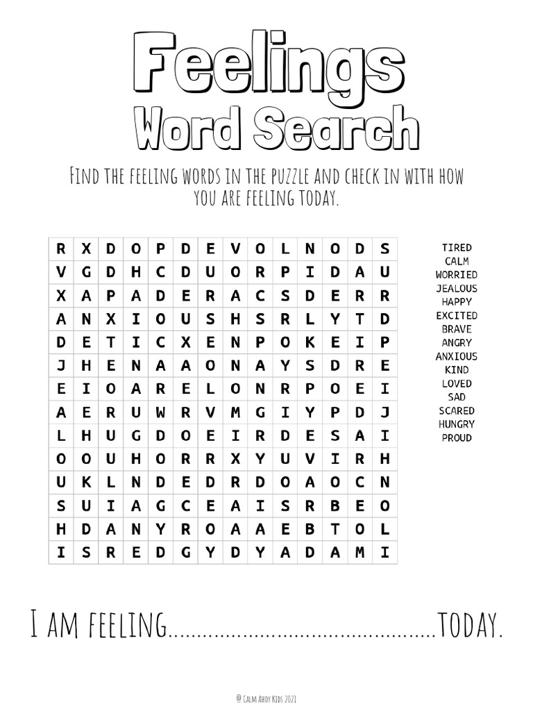 Word Search: I Am Feeling ...
