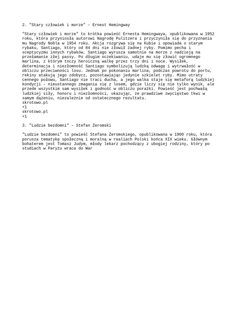 Stary Człowiek I Morze - Ernest | PDF