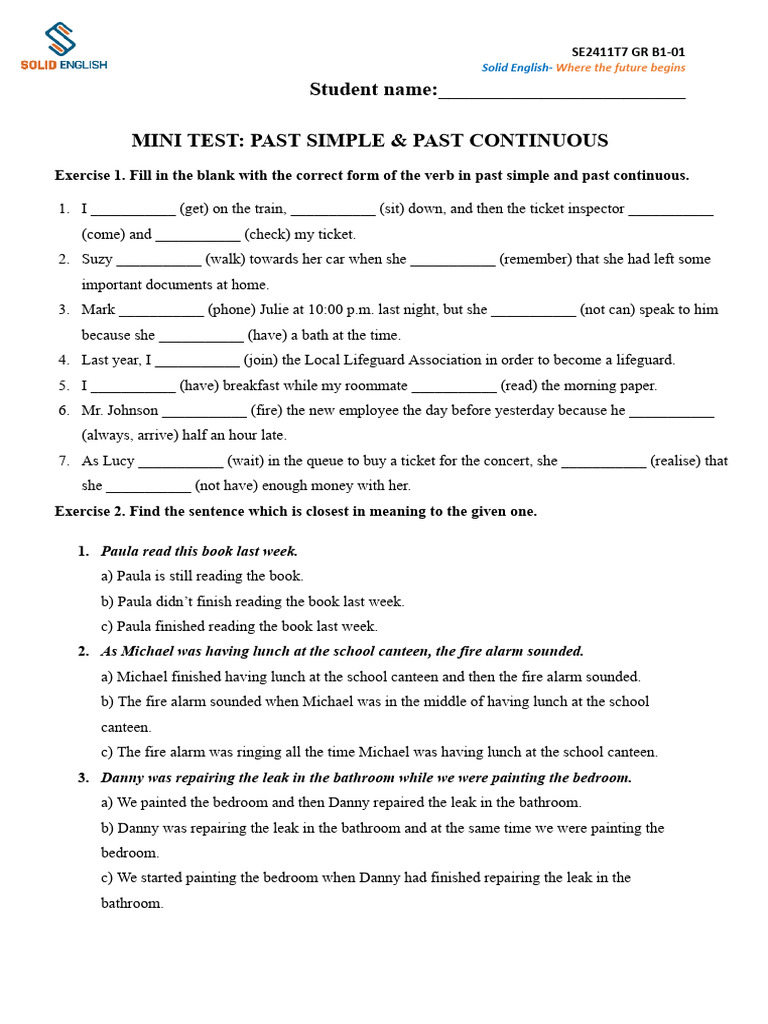 Past Simple & Past Continuous | PDF