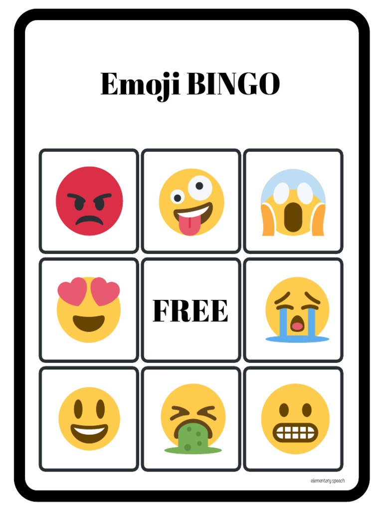 Emoji BINGO: Elementary Speech | PDF