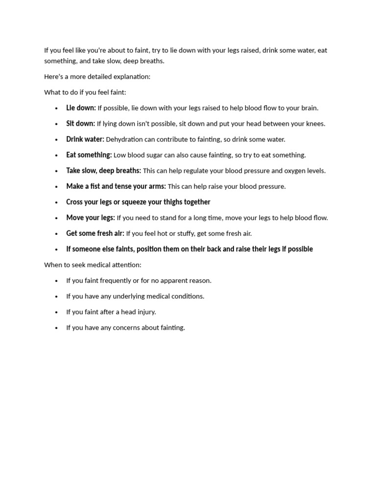 How To Save From Fainting | PDF