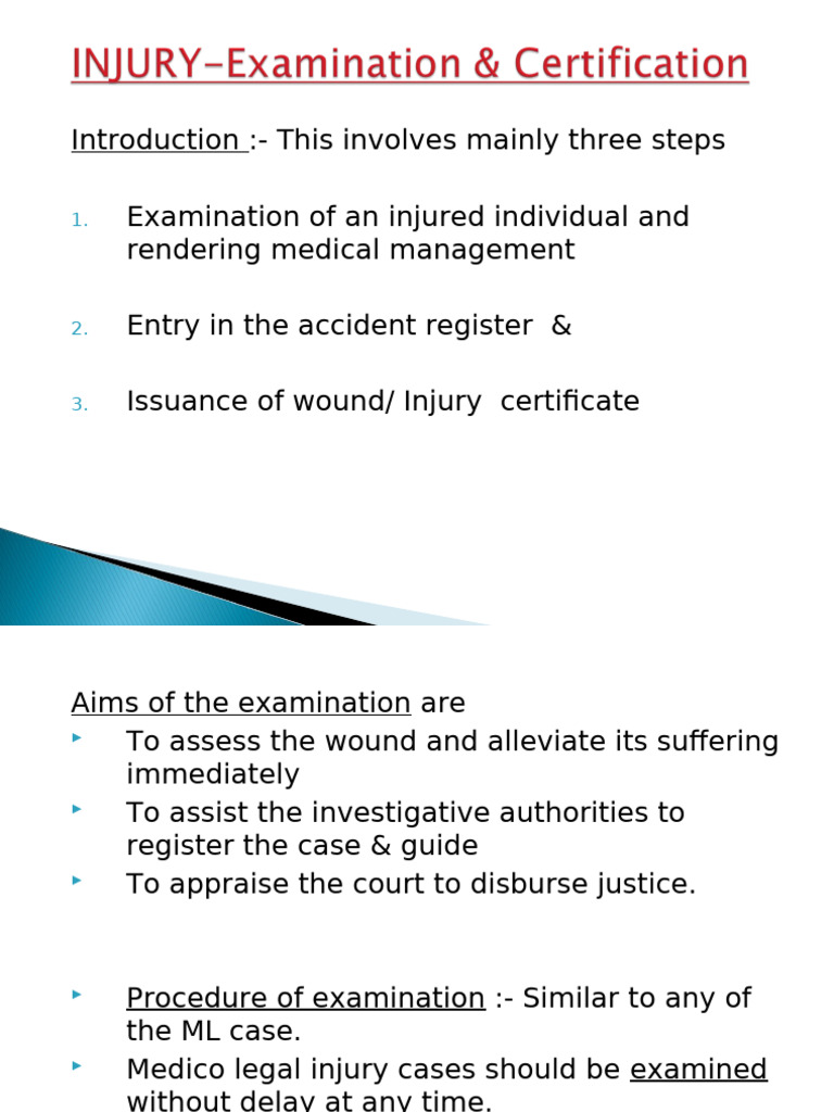 Medico-Legal Injury Examination Guide | PDF | Wound