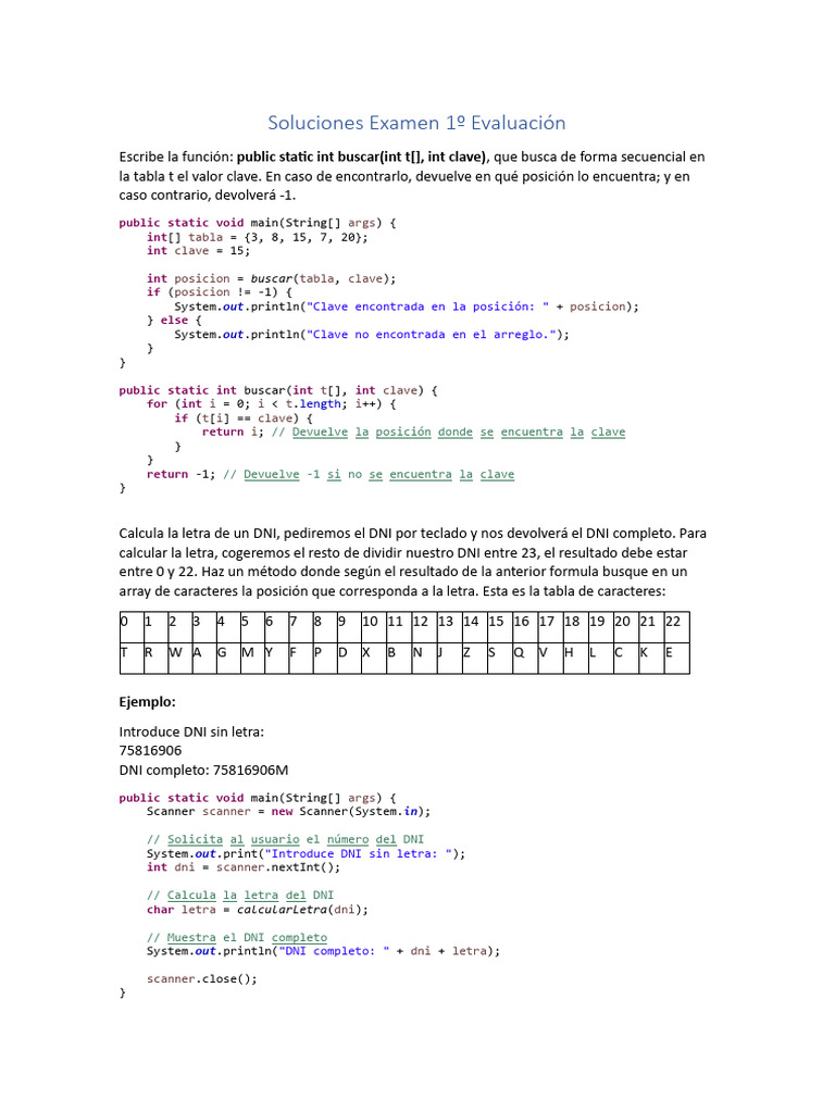 Funciones Java: Búsqueda, DNI y Números Pares | PDF | Programación de computadoras | Informática