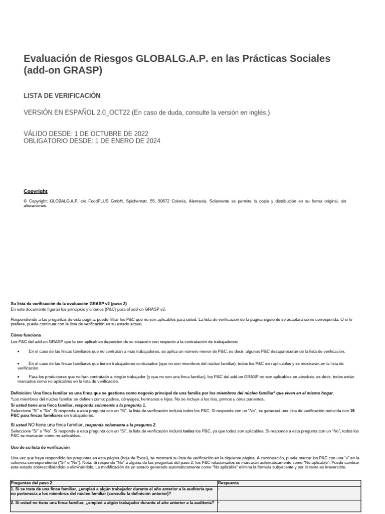 GRASP Checklist v2 0 Oct22 Protected Es | PDF | Auditoría