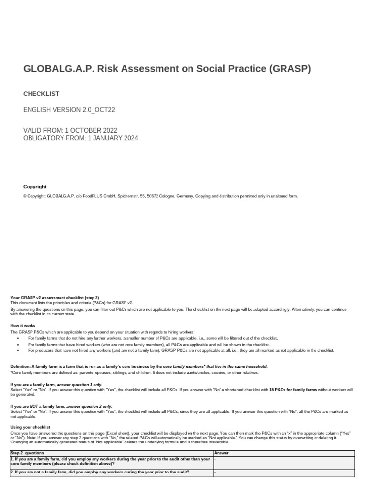 GRASP Checklist v2 0 Oct22 Protected en | PDF | Audit | Justice