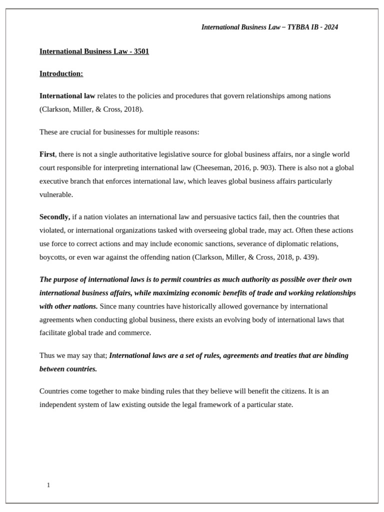 Overview of International Business Law | PDF | International Law ...