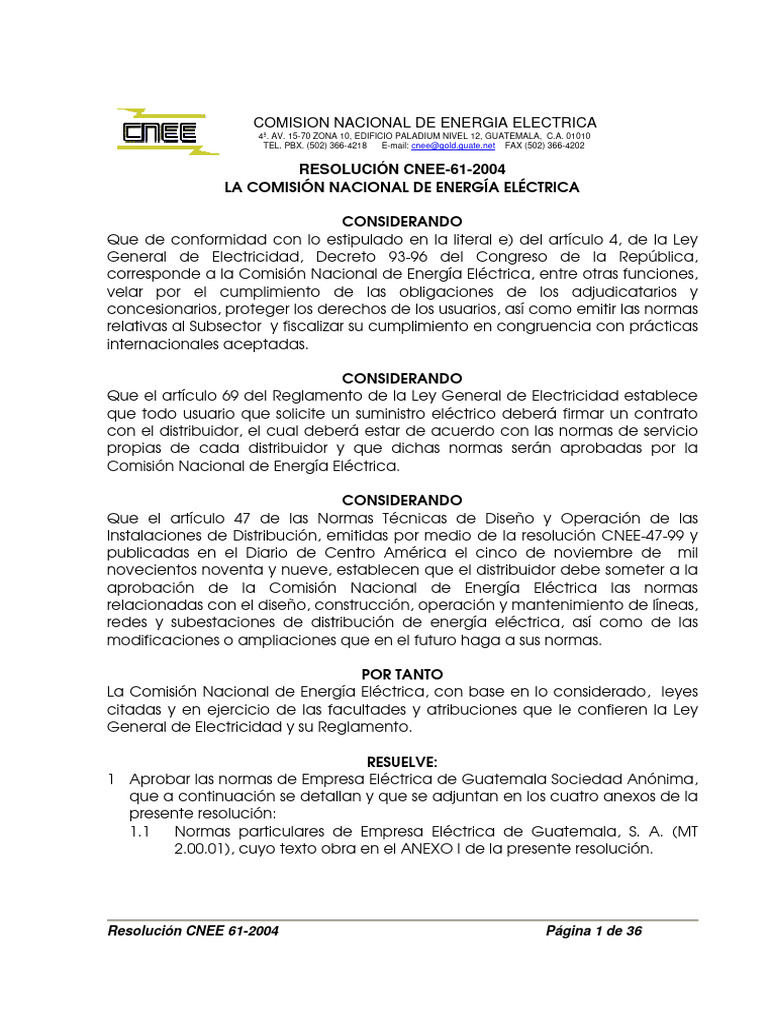 061 - 2004 Doc 1-5 | PDF | Ingenieria Eléctrica | Guatemala