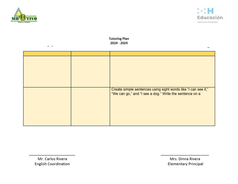 1st Grade Tutoring Plan: Grammar & Reading | PDF