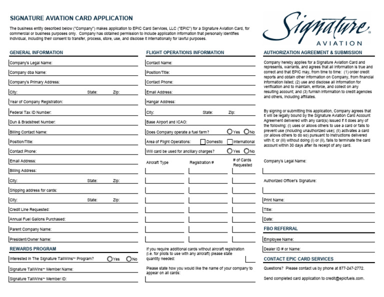 Signature Card Application | PDF