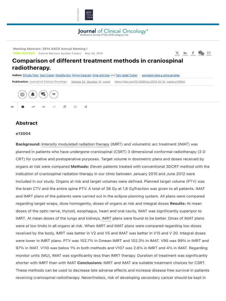Comparison of Different Treatment Methods in Craniospinal Radiotherapy ...