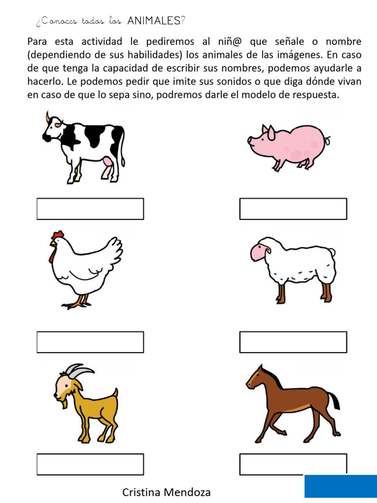Actividad de Reconocimiento de Animales | PDF