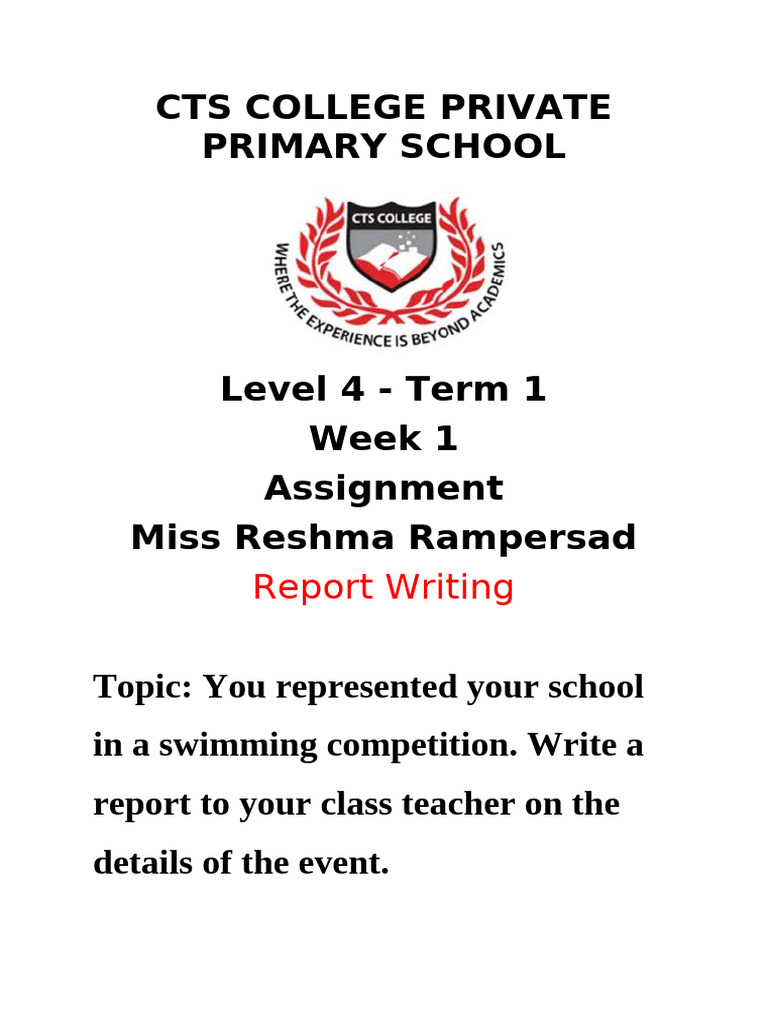 Swimming Competition Report by Reshma | PDF