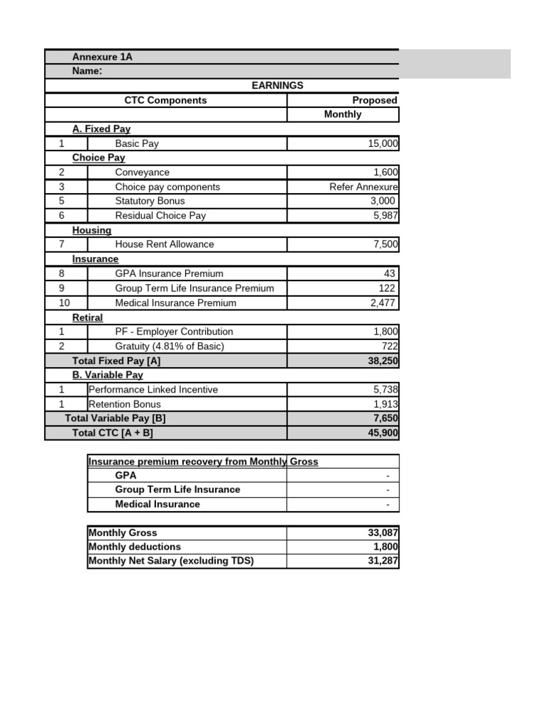 CTC Annexure | PDF | Life Insurance | Business