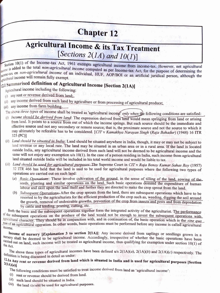 Agricultural Income For Tax | PDF