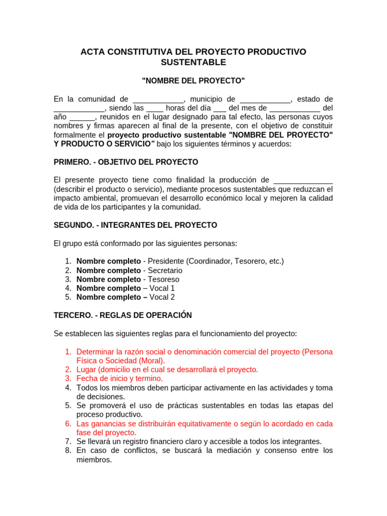 Acta Constitutiva - Acta de Acuerdos | PDF | Presupuesto | Economias