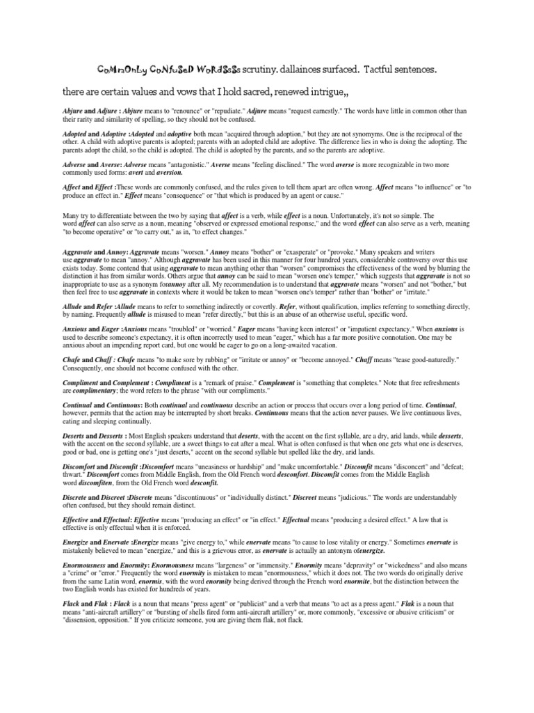 Scrutiny. Dallainces Surfaced. Tactful Sentences. There Are Certain ...